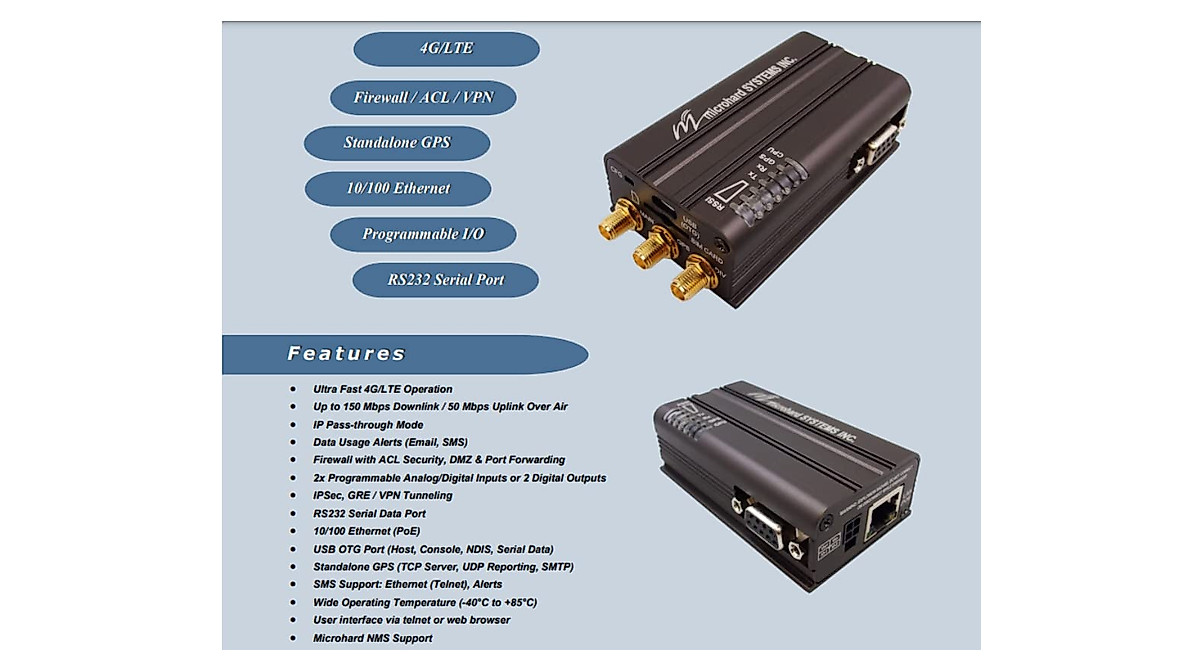 Microhard BulletLTE-NA2: 4G LTE Modem for IoT & Utilities