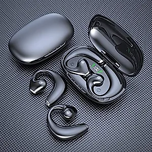 Open Ear Headphones, Bo-ne Conduction Headphone Bluetooth 5.3, True Wireless Bluetooth Earbuds with Earhooks, Ultralight Sports Earphones with Mic, Fit for Running