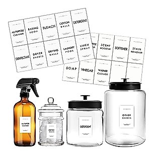 Minimalist Laundry Room Labels, Modern Cleaning Label for Containers, Waterproof Home Storage Organization Washroom Decal Stickers