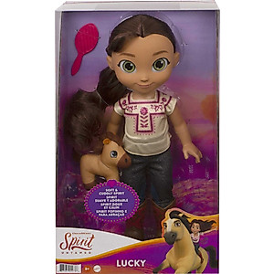 Mattel Spirit Untamed Toddler Lucky Doll (Approx. 14-in) in Jeans Outfit with Embroidery Style Fabric Top, Boots Plus Spirit Plush Figure & Brush, Great Gift for Ages 3 Years Old & Up