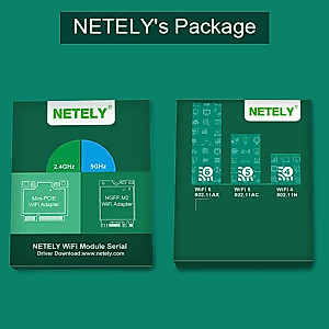 NETELY Wireless-AC 7265HMW Mini-PCIE Interface 1200Mbps WiFi Adapter with Bluetooth 4.2 for Windows 7,8.1,10,11 Laptop PCs and Desktop PCs, 2.4GHz 300Mbps & 5GHz 867Mbps, Intel Wireless-AC 7265D2W