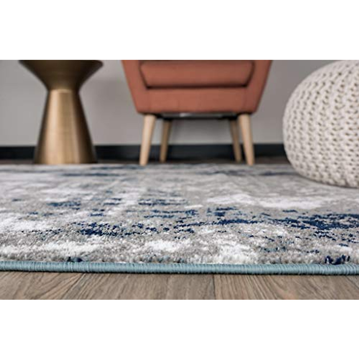 Rugshop Contemporary Abstract Distressed Area Rug 7'10" x 10' Blue