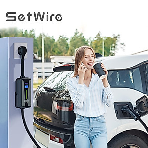 SetWire Level 2 EV Charger, 40 Amp Smart WiFi, 2 in 1 Wall Mount & Portable EV Charger,110-240V, NEMA 14-50 Plug, 23-Foot Cable, Electric Vehicle Car Charging Stations