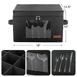 Foyego Wine glass Storage Boxes, Stemware Storage Cases with Divider, China Storage Containers Box for 12 Crystal Glassware,Goblets,Wine Glasses,Drinkware Packing & Moving