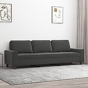 vidaXL 3-Seater Sofa Dark Gray 82.7" Microfiber Fabric