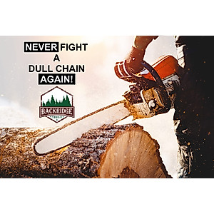 Chainsaw Sharpener File Kit – Flat, 5/32, 3/16, 7/32 Inch Round Files, Raker Tooth Depth Gauge, Blade Filing Guide, Wood Handle & Tool Pouch – used to Sharpen Chain Saw Teeth - 8 Piece Sharpening Set