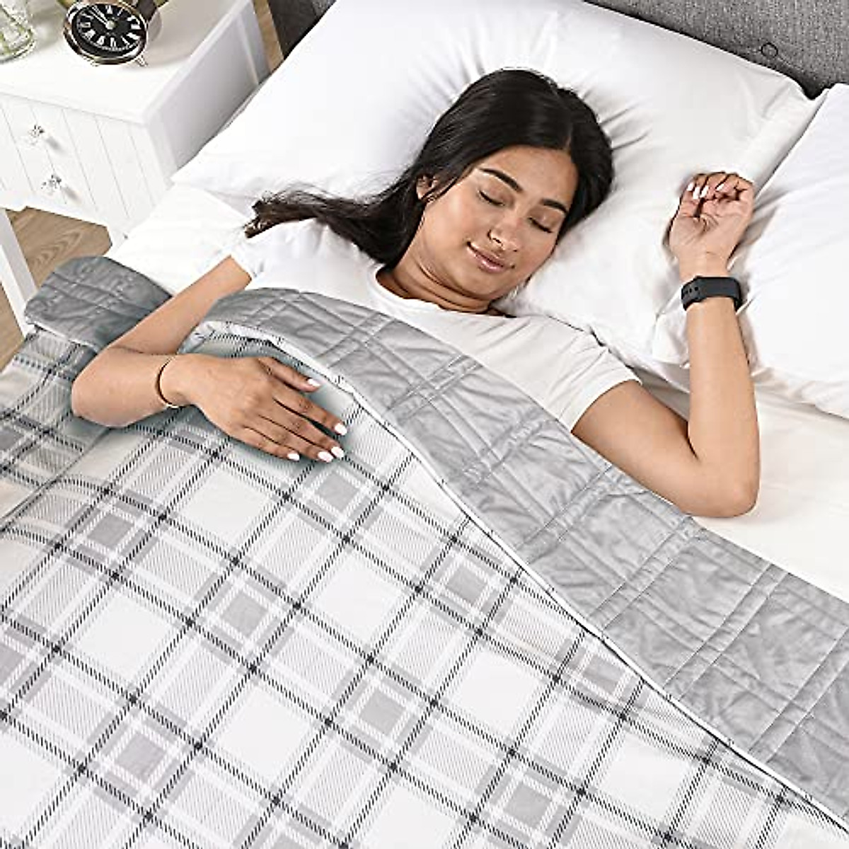 Life Comfort Weighted Blanket Cover (48"x72") Twin Size Microfiber Removable Cover for Duvet or Weighted Blanket, Grey Plaid