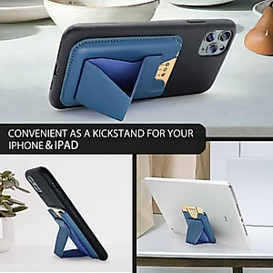 Penekin Phone Wallet with Magnetic Stand, Card Holder for Phone Case Supports Car Stand, Kickstand Phone Card Holder Stick on Compatible with iPhone 14/13/12 Series and Most of Cell Phones (Blue)