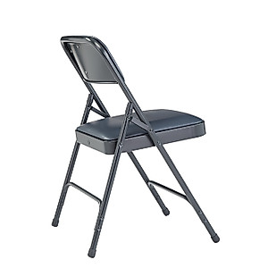 National Public Seating (4 Pack) NPS 1200 Series Premium Vinyl Upholstered Double Hinge Folding Chair, Dark Midnight Blue