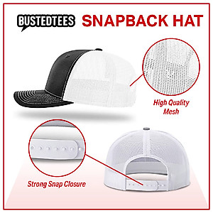 BustedTees Shhh Nobody Cares Back Mesh Hat Casual Wear - Baseball Cap for Men Breathable Mesh Back Adjustable Snapback Strap (Black Front/White Mesh)