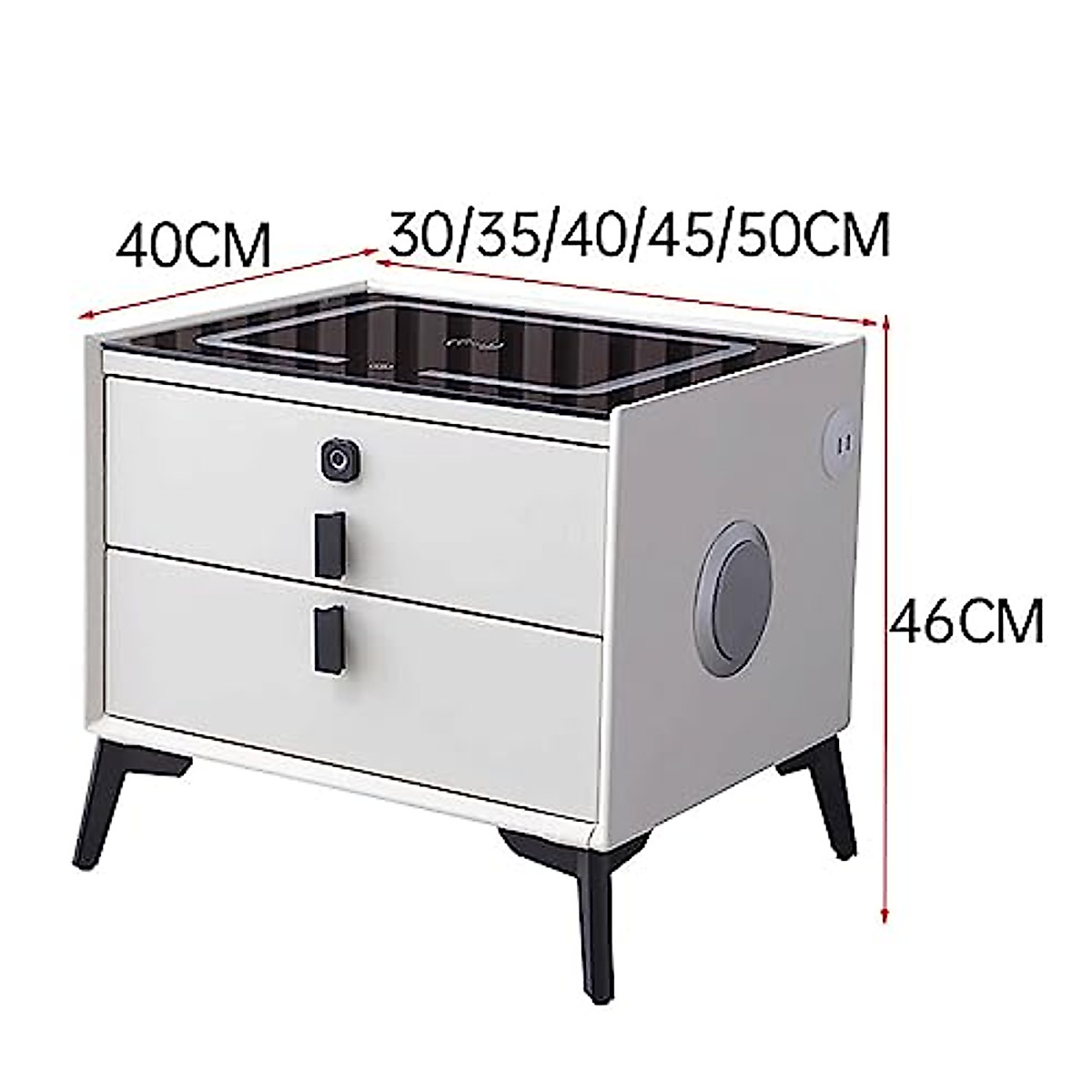 BKEKM Nightstands Bedside Table Led Lights End Table Wireless Charging Nightstand Wood USB Fingerprint Bluetooth Speaker Bedside Cabinet Well Made