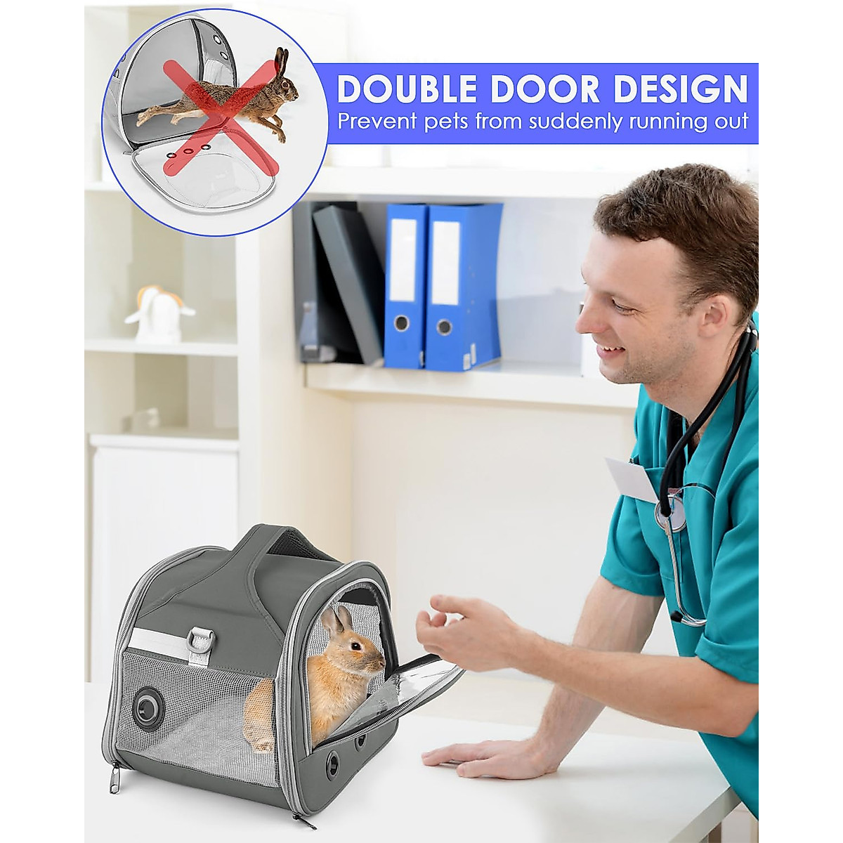 Bissap Guinea Pig Carrier Bag, Portable Small Animal Carrier Pouch for Hamster Chinchilla Rabbit Gerbil Hedgehog Sugar Glider Outgoing Travel Carrying Case - Grey