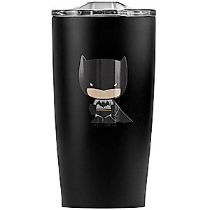Justice League Batman Cute Chibi Character Stainless Steel Tumbler 20 oz Coffee Travel Mug/Cup, Vacuum Insulated & Double Wall with Leakproof Sliding Lid | Great for Hot Drinks and Cold Beverages