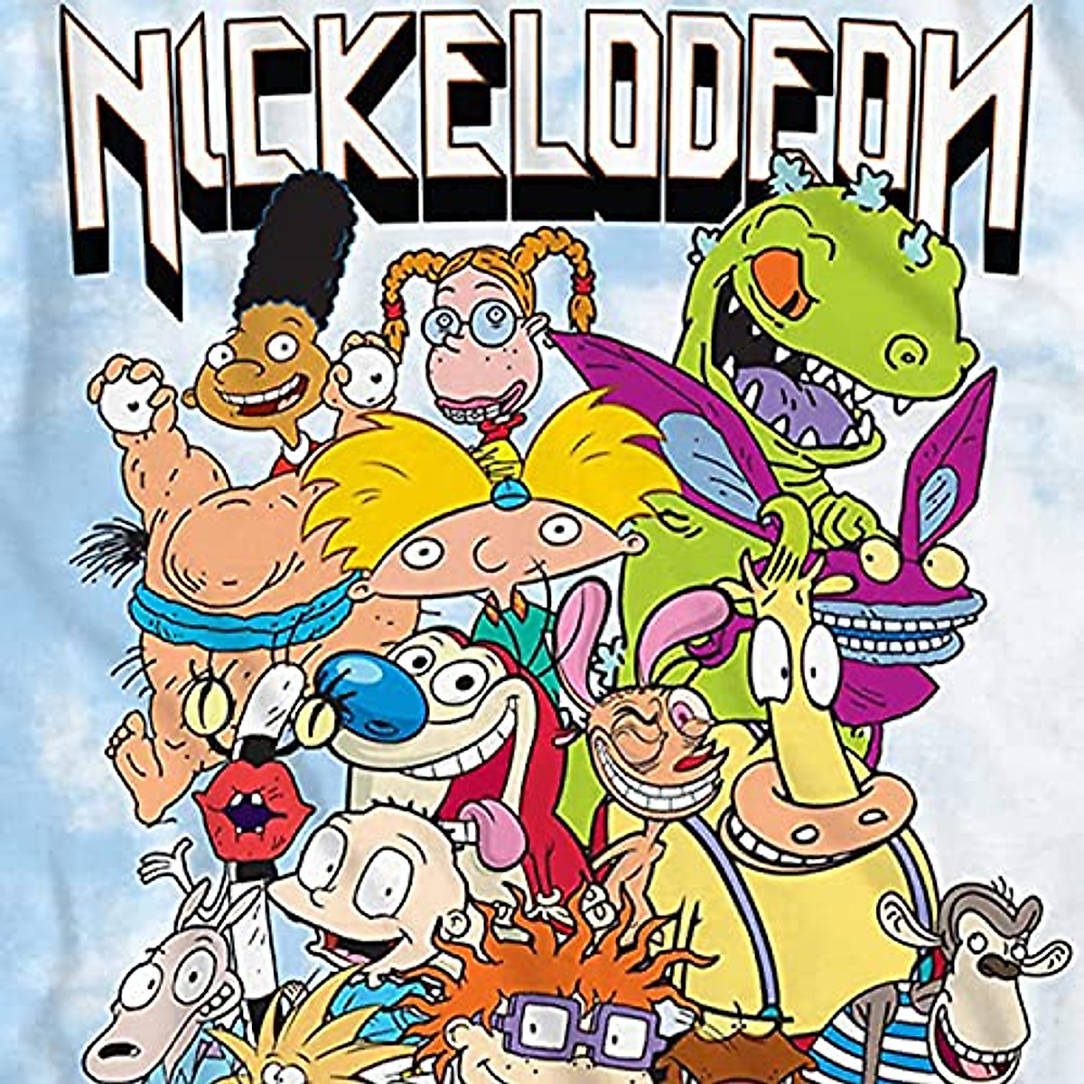 Nickelodeon Mens 90s Cartoon Shirt - Rugrats Hey Arnold Ren & Stimpy Rocko's Modern Life Tie Dye T-Shirt (Light Blue Dye, X-Large)
