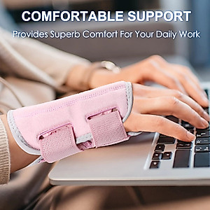 Wrist Brace for Carpal Tunnel, Night Wrist Sleep Support Splint with Compression Sleeve Adjustable Straps for Pain Relief, Arthritis, Tendonitis, Fitness (Right Hand-Pink, S/M (Pack of 1))