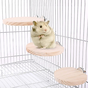 Natural Pine Wood Birdcage Stands, Bird Perches Platform, Parrot Stand Cage Accessories Toys with Washers for Budgie Parakeet Hamster Cockatiel Conure Lovebirds Gerbil Exercise Sleep & Chew, 3Pcs