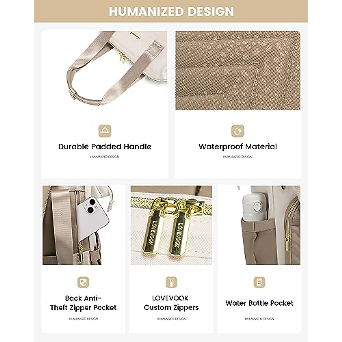 LOVEVOOK Laptop Backpack for Women, 15.6 Inch Work Laptop Bag，Waterproof Teacher Nurse Bag with USB Port,Fashion Travel Bag Business Computer Backpack Purse