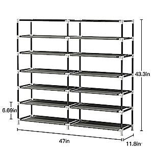 UDEAR Shoe Rack Portable Storage Free Standing Shoe Organizer with Non-Woven Fabric Cover (Brown)