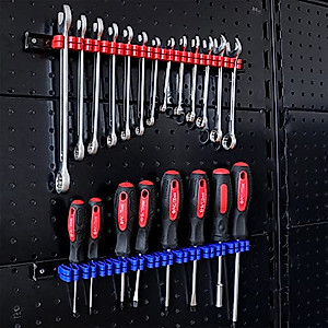 EMENTOL 6 PCS Screwdriver/Wrench Organizer, Plastic Rail Wrench Hanger,Hand Tool Holder, Perfect for Organize