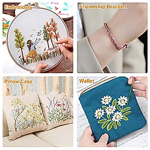 INSCRAFT 403 Pack Embroidery Floss Set, 250 Colors Cross Stitch Friendship Bracelet Thread with 153 Pcs Cross Stitch Tool, 4-Tier Transparent Box for Storage