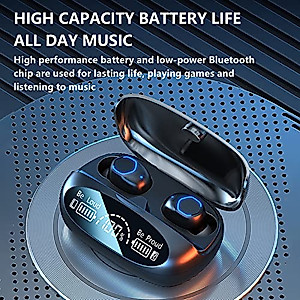 Qonioi Wireless TWS Bluetooth Earbuds, Sports TWS Bluetooth Earphones, Binaural Subwoofer Earplugs Headset Touchs Waterproof Super Long Battery Life Music Headphones#