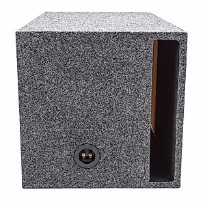 QPower 15 Inch Heavy Duty Single Vented Carpet Covered Durable Car Audio Extra Large Vehicle Subwoofer Enclosure Woofer Box, Charcoal Gray
