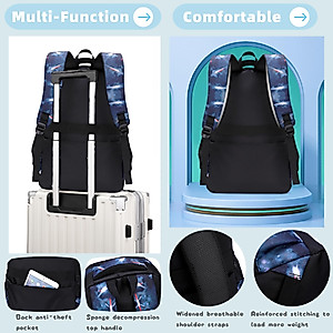 Galaxy School-Bag Backpack with Lunch-Bag for Boys Middle-School Elementary Bookbag