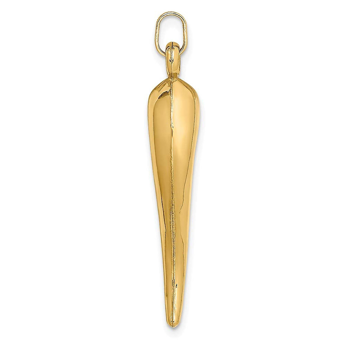 Sonia Jewels 14k Yellow Gold Cornicello Italian Horn Protection Charm Pendant - 33mm x 8mm