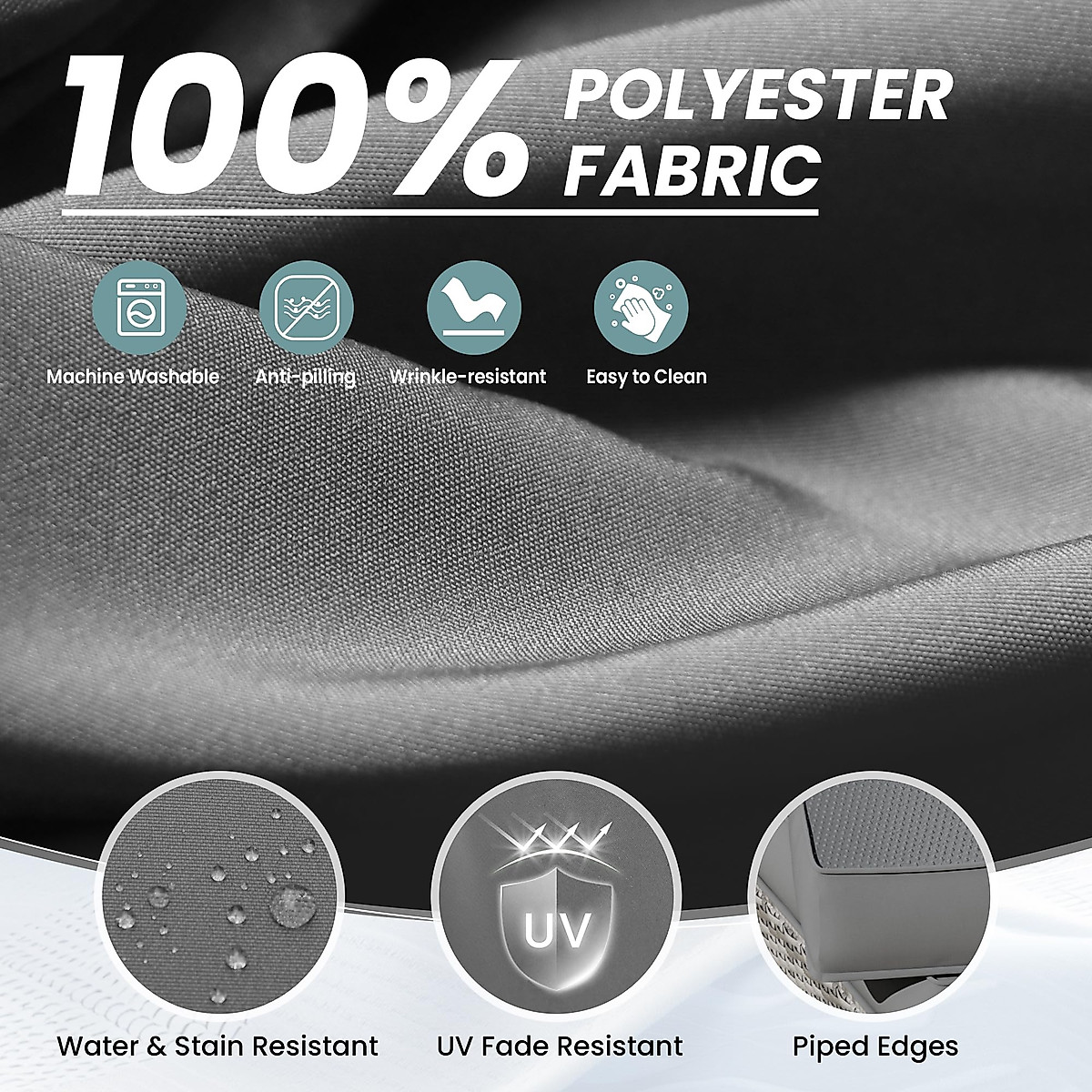 UDPATIO Outdoor Cushions for Patio Furniture with 5 Pillows, Waterproof Patio Furniture Cushions Replacement, 4" Deep Seat Outdoor Sectional Cushions for 4-seat Patio Furniture Chair Sofa Couch, Grey