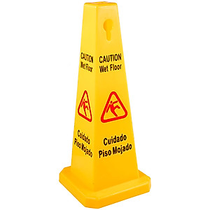 VEVOR 10 Pack Floor Safety Cone 26-Inch Yellow Caution Wet Floor Sign 4 Sided Floor Wet Sign Public Safety Wet Floor Cones Bilingual Wet Sign for Indoors and Outdoors