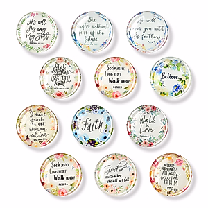 12PCS Refrigerator Magnets Colorful Glass Fridge Magnets Decorative Mini Magnets for Whiteboard Office Cabinets Kitchen Strong Magnets Locker Cute Magnets Gift(Inspirational Words), 30 x 30 x 8 mm