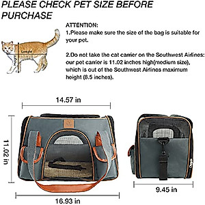 Premium Pet Carrier Airline Approved Soft Sided for Cats and Dogs Portable Cozy Travel Pet Bag, Car Seat Safe Carrier (Medium, Deep Grey-1)