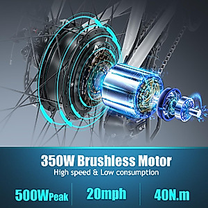 ANCHEER Electric Bike for Adults, 48V 500Wh EBike, UP to 60 Miles, Removable Battery, Fast-Charge, 26" Commuter Electric Bicycles, 7-Speed, LCD Digital Display, Suspension Fork, Cruise Control, UL2849