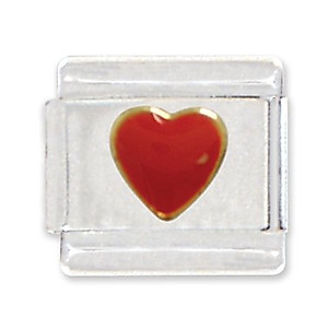 Clearly Charming Red Enamel Heart Italian Charm Bracelet Link