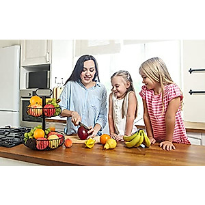 TARNABY Fruit Basket for Kitchen,Fruit Bowl for Kitchen Counter, Large Capacity Metal Vegetable Basket Bowls, Countertop Fruits Baskets Bowl Stand Detachable Fruit Holder Basket Storage
