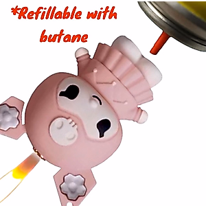 NIVEK Kuromi Y2K Lighter Flame 3D Japanese Chain Necklace Jester Kawaii Cool Lighters (Pink)