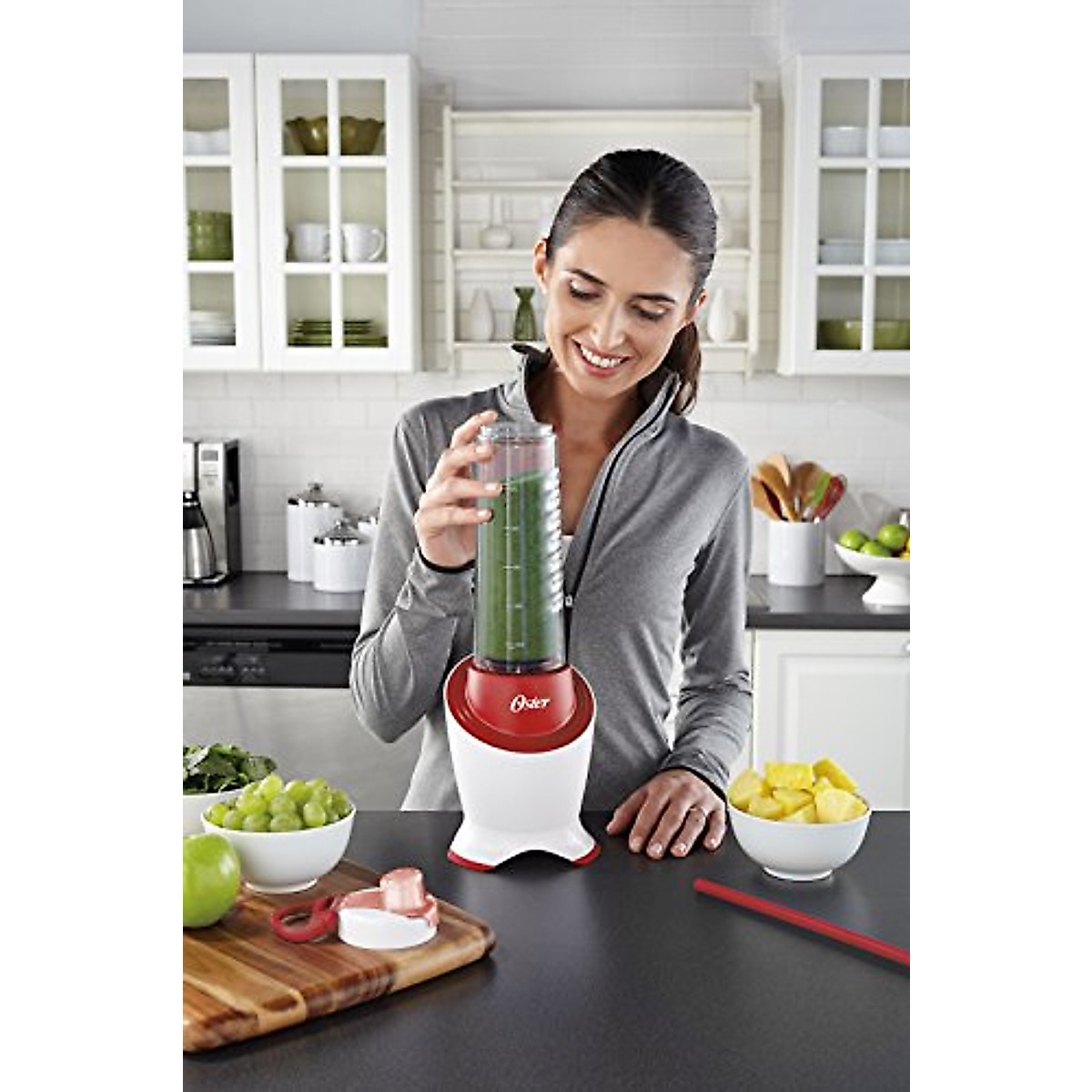 Oster MyBlend Pro Series Personal Blender with Condensation Free Bottle, Travel Clip and 4 Reusable Straws, Red, BLSTPB2-WRD