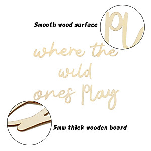 Playroom Wall Decor Where the Wild Ones Play Room Wooden Sign Wall Art Decoration for Boys and Girls Playroom Toy Room Kids Toddler Nursery Room Bedroom Home Word Cutouts Sign (Girl Pink)