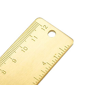uxcell Straight Brass Ruler 120mm 4 Inches Metric Measurement Tool Drawing Measuring Ruler 1mm Thickness