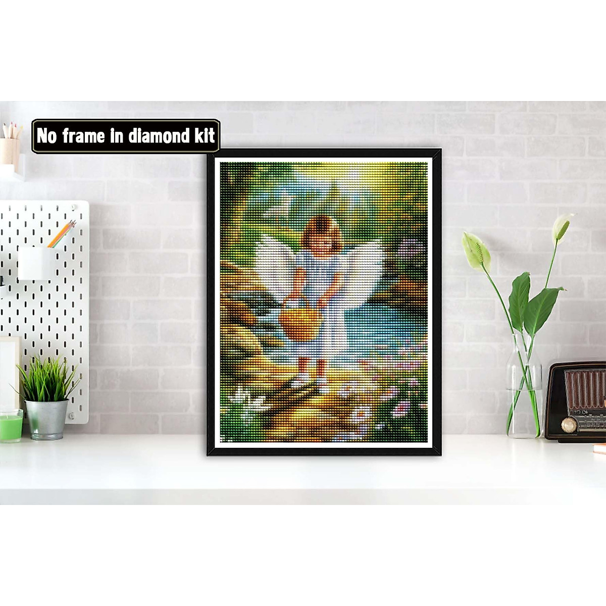 Bimkole 5D Diamond Painting Kits Angel Girl, Full Drill Flowers DIY Rhinestone Embroidery Set Paint with Diamonds Art by Number Kits Cross Stitch Home Wall Craft Decoration 12X16 inch