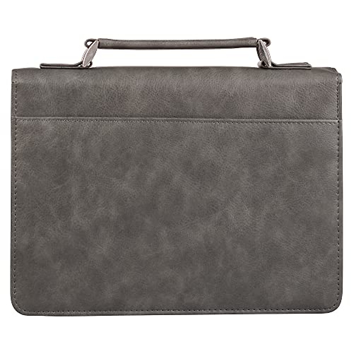 Christian Art Gifts Protective Charcoal Gray and Black Faux Leather Classic Bible Cover for Men: Trust in The Lord - Proverbs 3:5 Inspirational Bible Verse Carry Case with Handle Zippered, Large