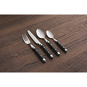 Cambridge Silversmiths 16 Piece Jubilee Flatware Set, Black, First Apartment, Back To College