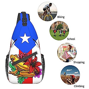 MANQINF Puerto Rico Flag Sling Bag,Multipurpose Crossbody Backpack Shoulder Chest Bag for Women Men Travel Hiking Daypack