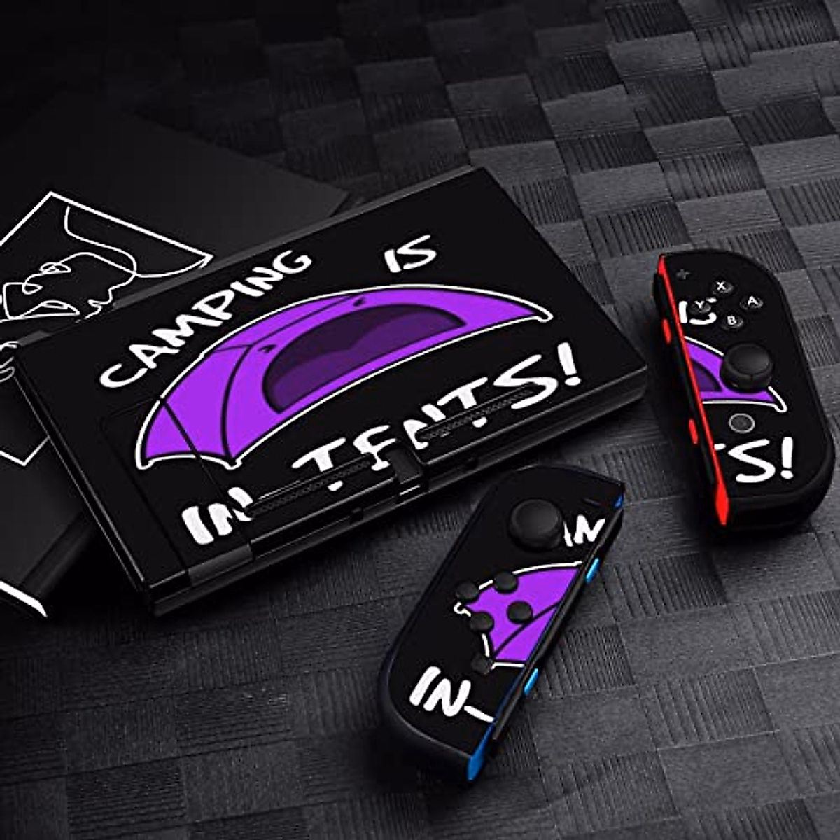 Camping is in Tents Compatible with Switch/Switch Lite Console Joy-Con Dock Sticker Skin Full Set Cute Stickers Cover for Switch