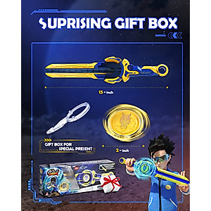 Infinity Nado Bey Blade Stadium - Battling Tops Burst Toy for Boys Grils Age 8-12 - Including Gaming Top Toys, Sword Launcher - Fury Wave Dragon, Sapphire Blue