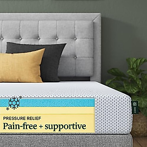 ZINUS 6 Inch Green Tea Cooling Gel Memory Foam Mattress, Queen, Fiberglass Free, Cooling Gel Foam, Pressure Relieving, CertiPUR-US Certified, Mattress in A Box, White