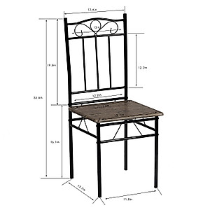 FurnitureR Dining Table Set 3-Piece Dinette Set with Wood Top Metal Legs, Space Saving Dining Table 2 Dining Chairs for Home Kitchen Apartment Patio,Brown