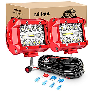 Nilight LED Light Bar 2PCS 60W 4Inch Triple Row Spot Flood Combo Lights w/Wiring Kit for Fog Light Driving Light Work Light on Off-Road Truck SUV ATV UTV, 2 Years Warranty