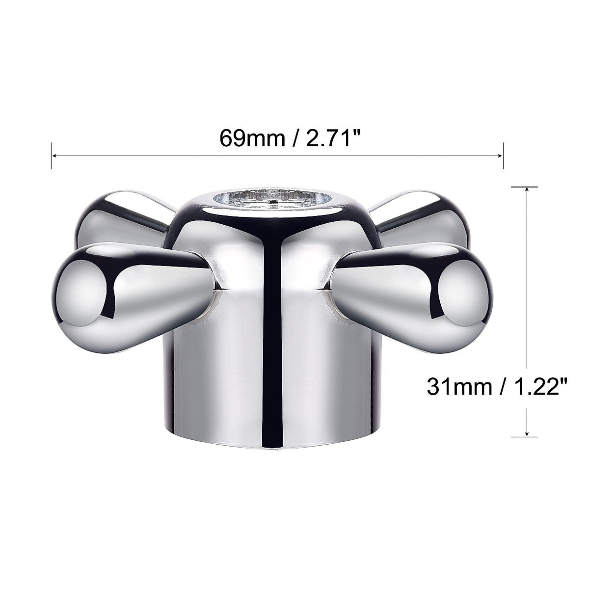 uxcell Faucet Knob Handle, Alloy Handle Replacement for 8.2mm Diameter with 20 Teeth Valve Core, 69 x 31 x 27mm 2pcs