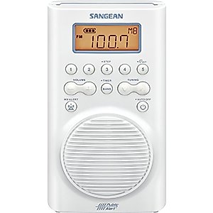 Sangean H205 AM/FM Weather Alert Waterproof Shower Radio White